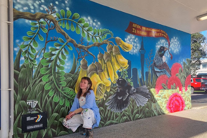 Brigita Botma’s Resene Nature Mural refreshing Pukekohe Town Centre ...