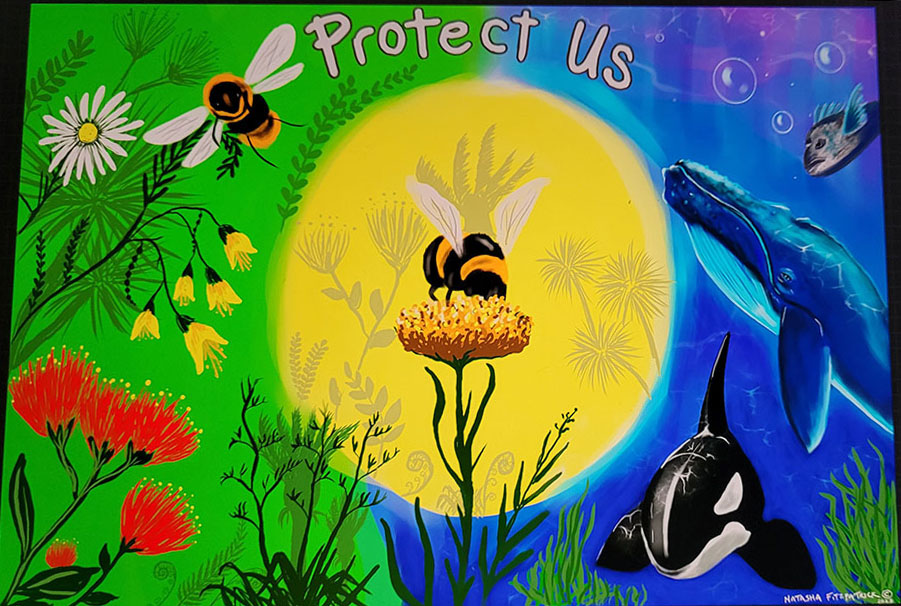 Buzzing with colour: Award-winning nature mural unveiled in Maraetai ...