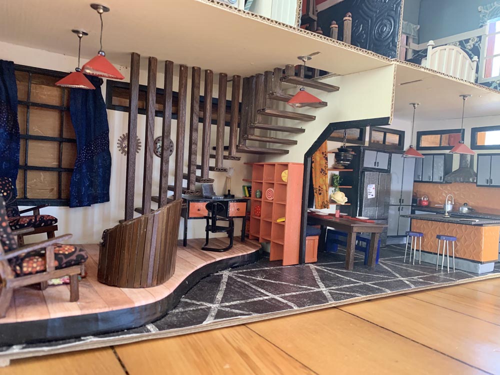 This impressive winning family teeny house features a stained wooden ...