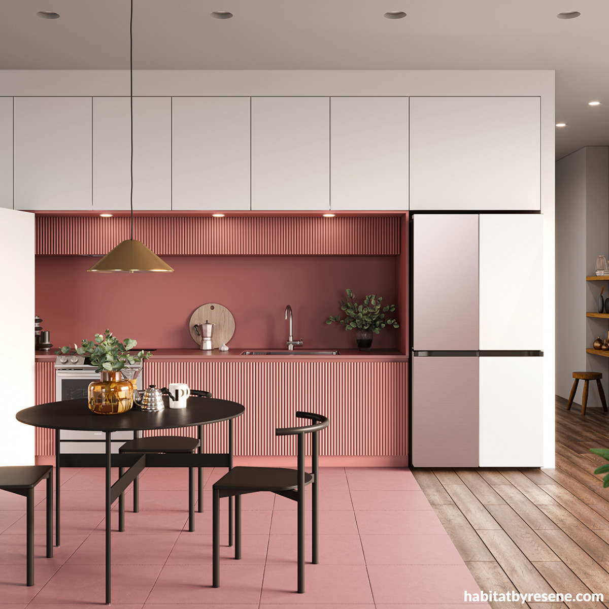 Add a pop of colour with a Samsung Bespoke Refrigerator | Habitat by Resene