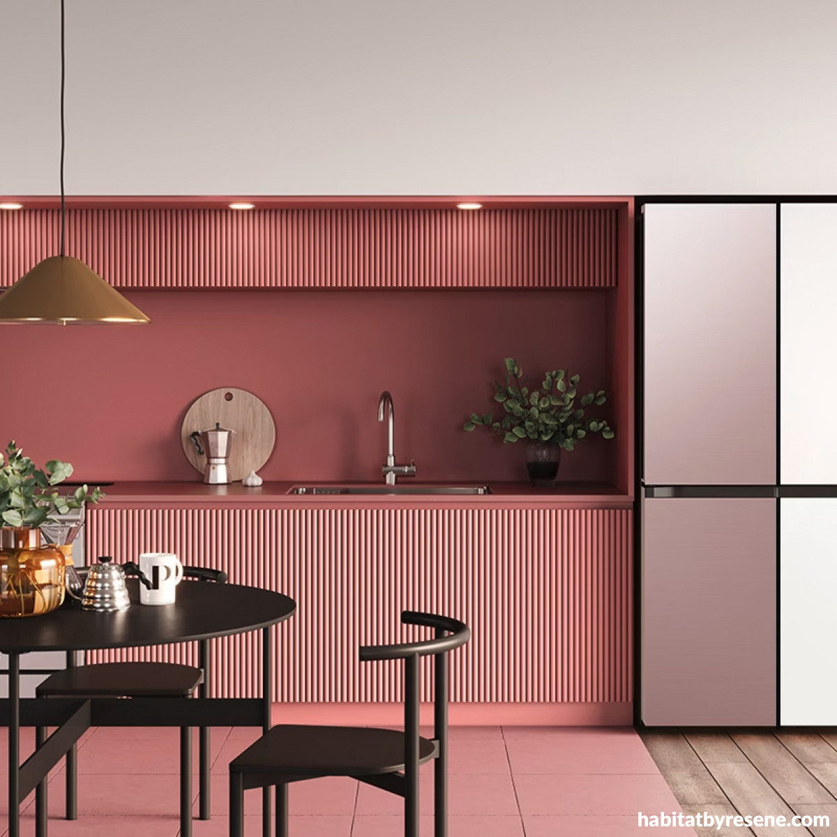 Add a pop of colour with a Samsung Bespoke Refrigerator | Habitat by Resene