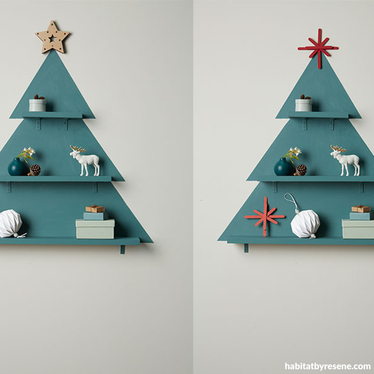 DIY shelf Christmas tree | Habitat by Resene
