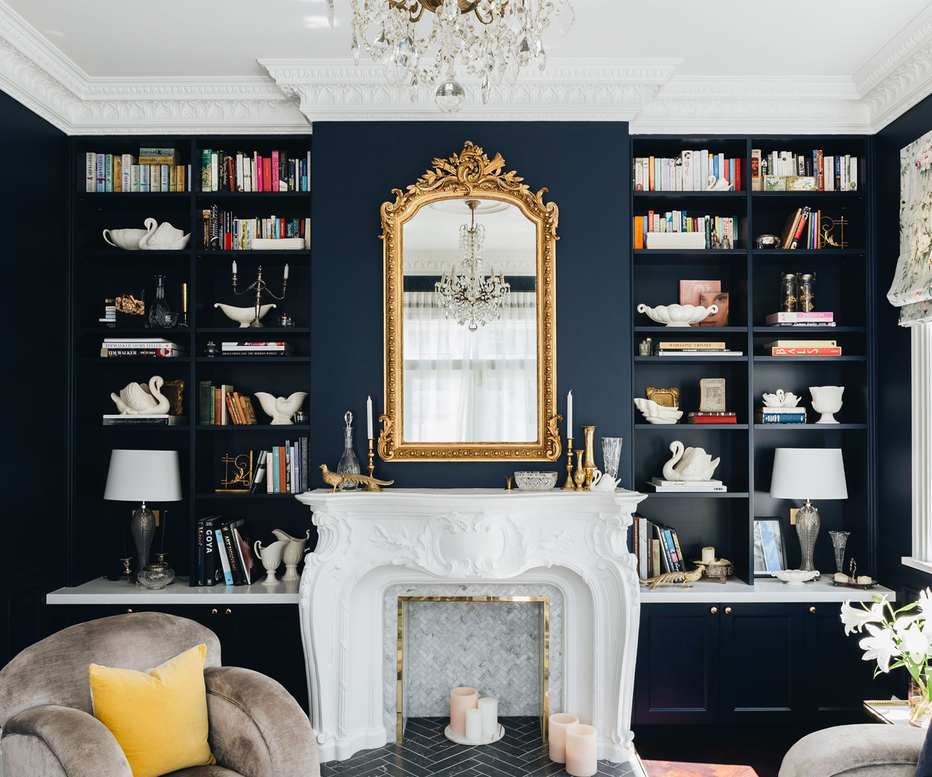 This beautiful blue built-in bookcase will convince you to get the ...