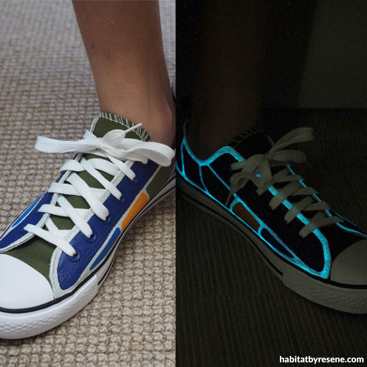 Make a pair of colourful glow-in-the-dark shoes | Habitat by Resene
